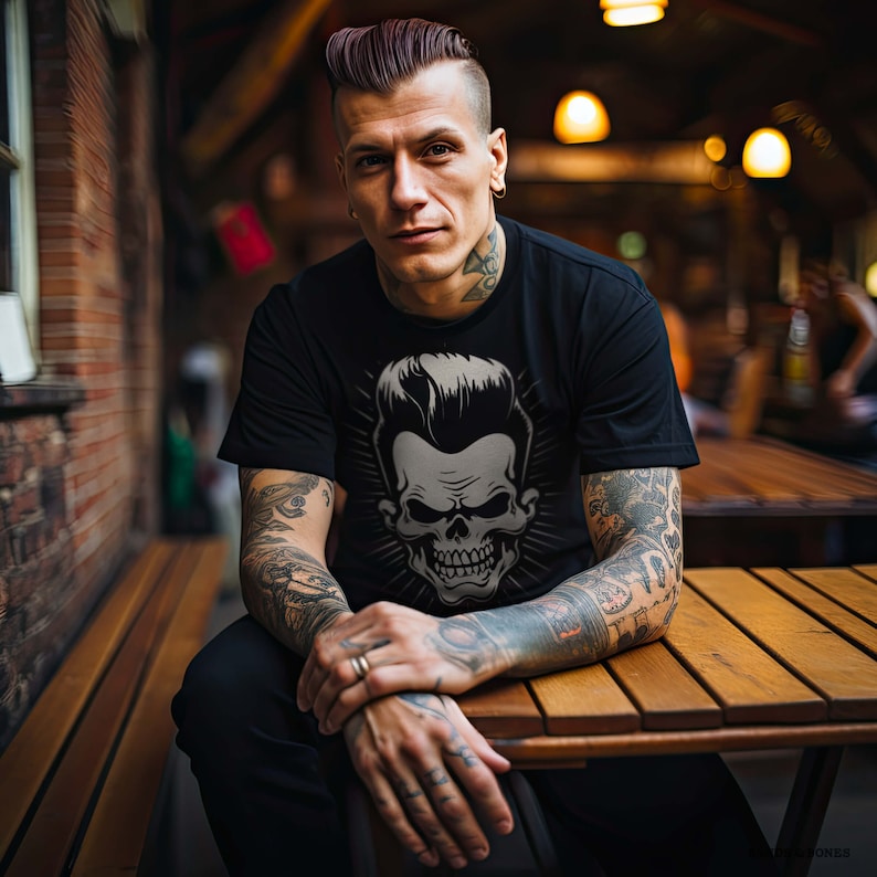 Psychobilly Skull 3 Rockabilly Men's T-shirt - Etsy