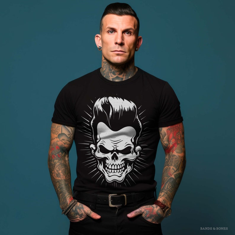 Psychobilly Skull 3 Rockabilly Men's T-shirt - Etsy