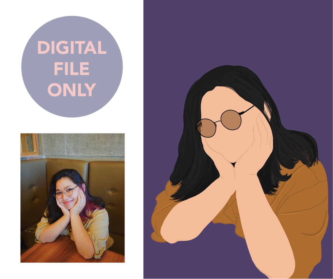 Flat Vector No Face, Digital, Couple Portrait, Vector Art, Cartoon ...