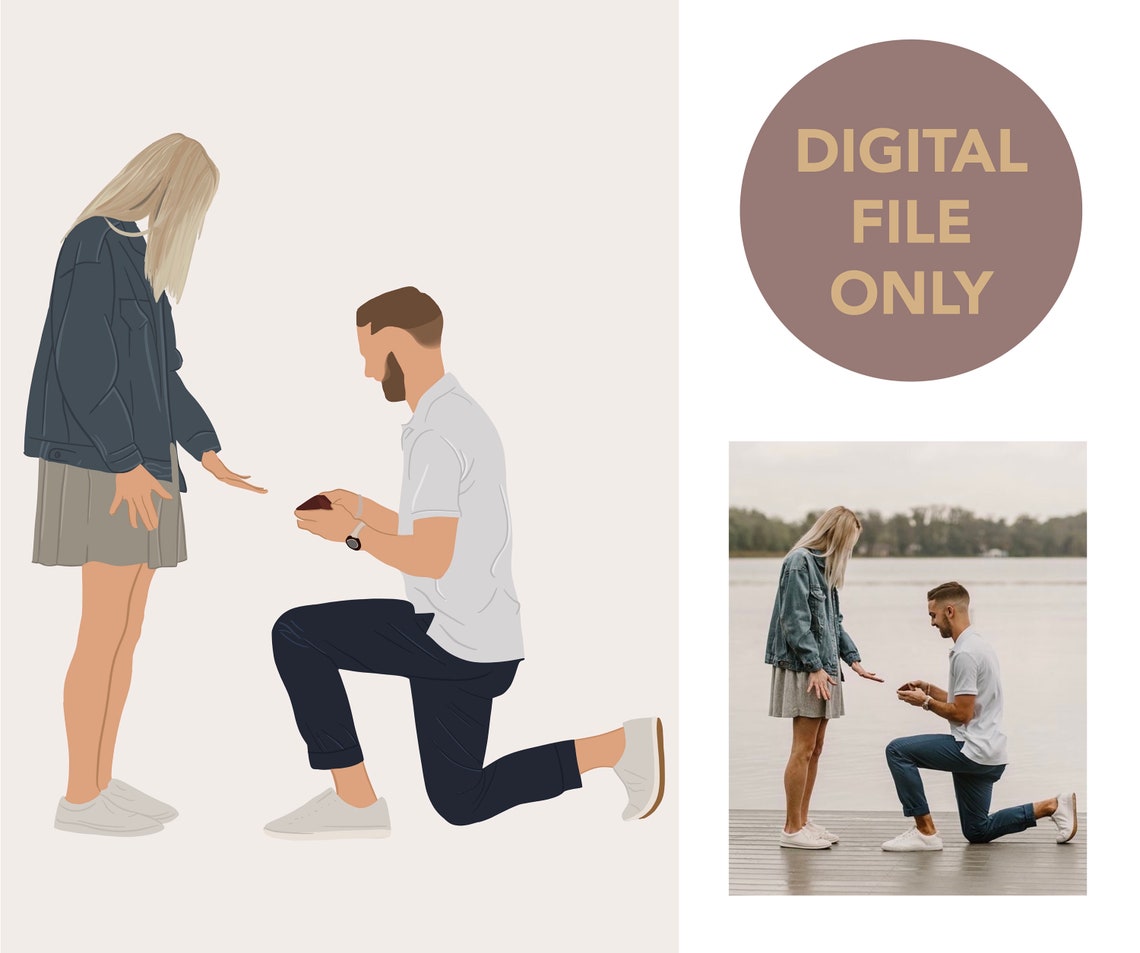 Flat Vector No Face, Digital, Couple Portrait, Vector Art, Cartoon ...