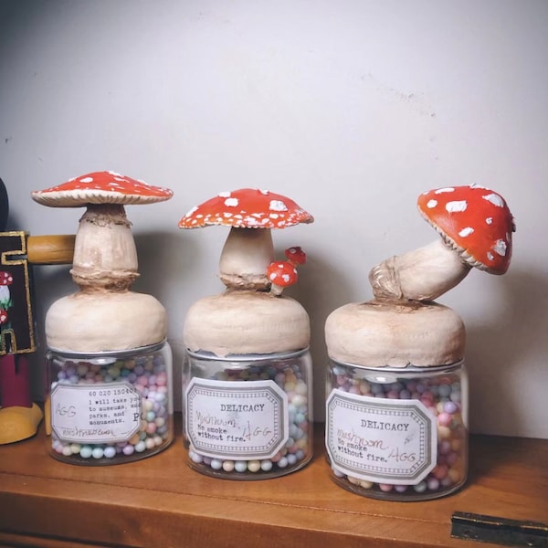 Glass Mushroom Storage Container - Etsy