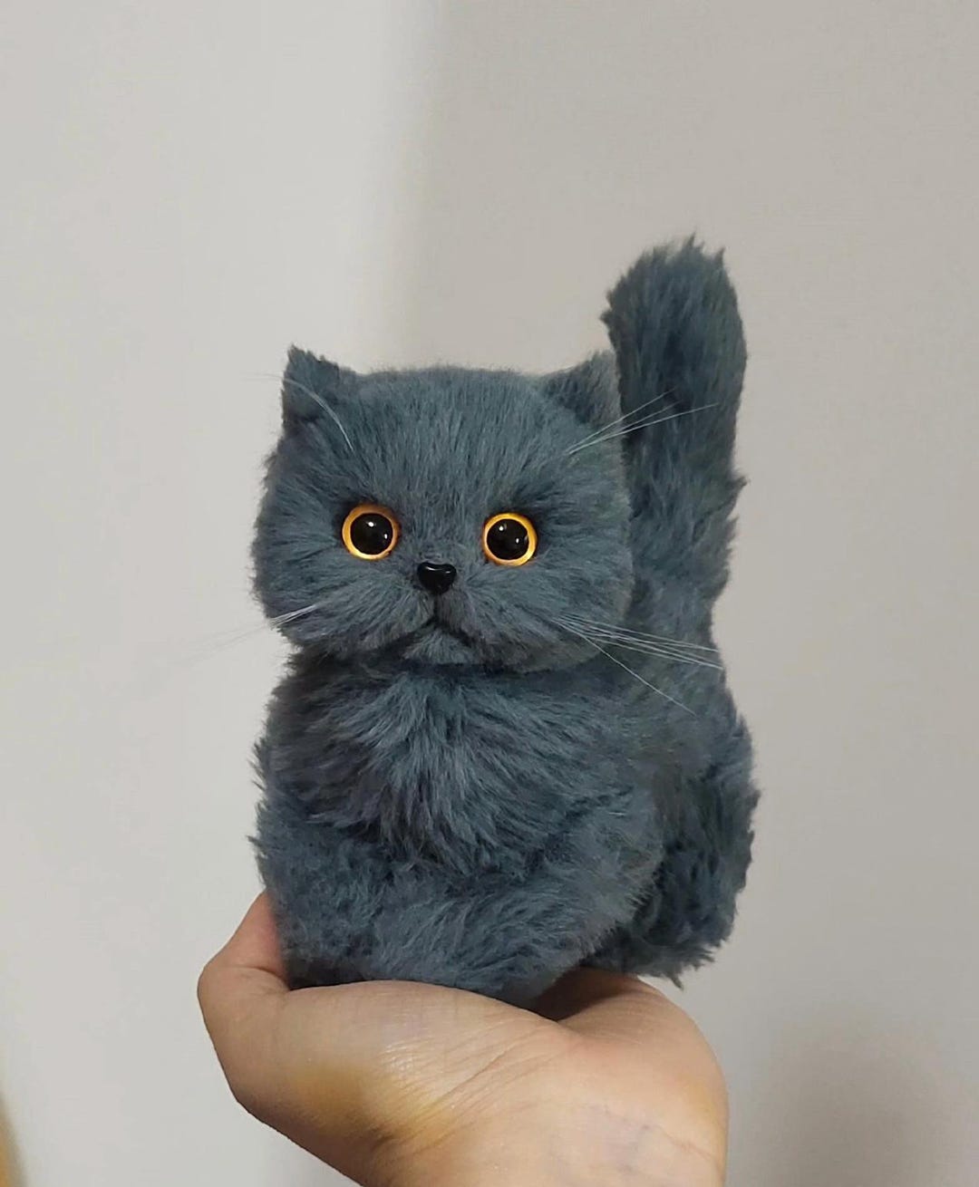 Handmade British Short Blue Cat Art Doll: Poseable Plush Toy - Etsy