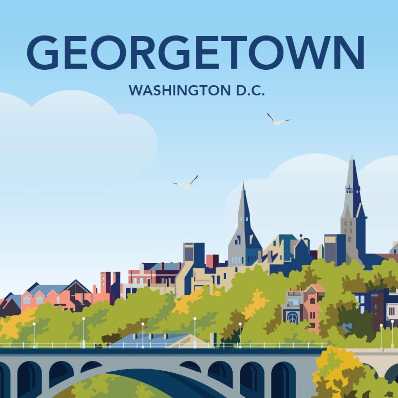 Travel Poster - Georgetown, Washington D.C., District of Columbia, USA ...