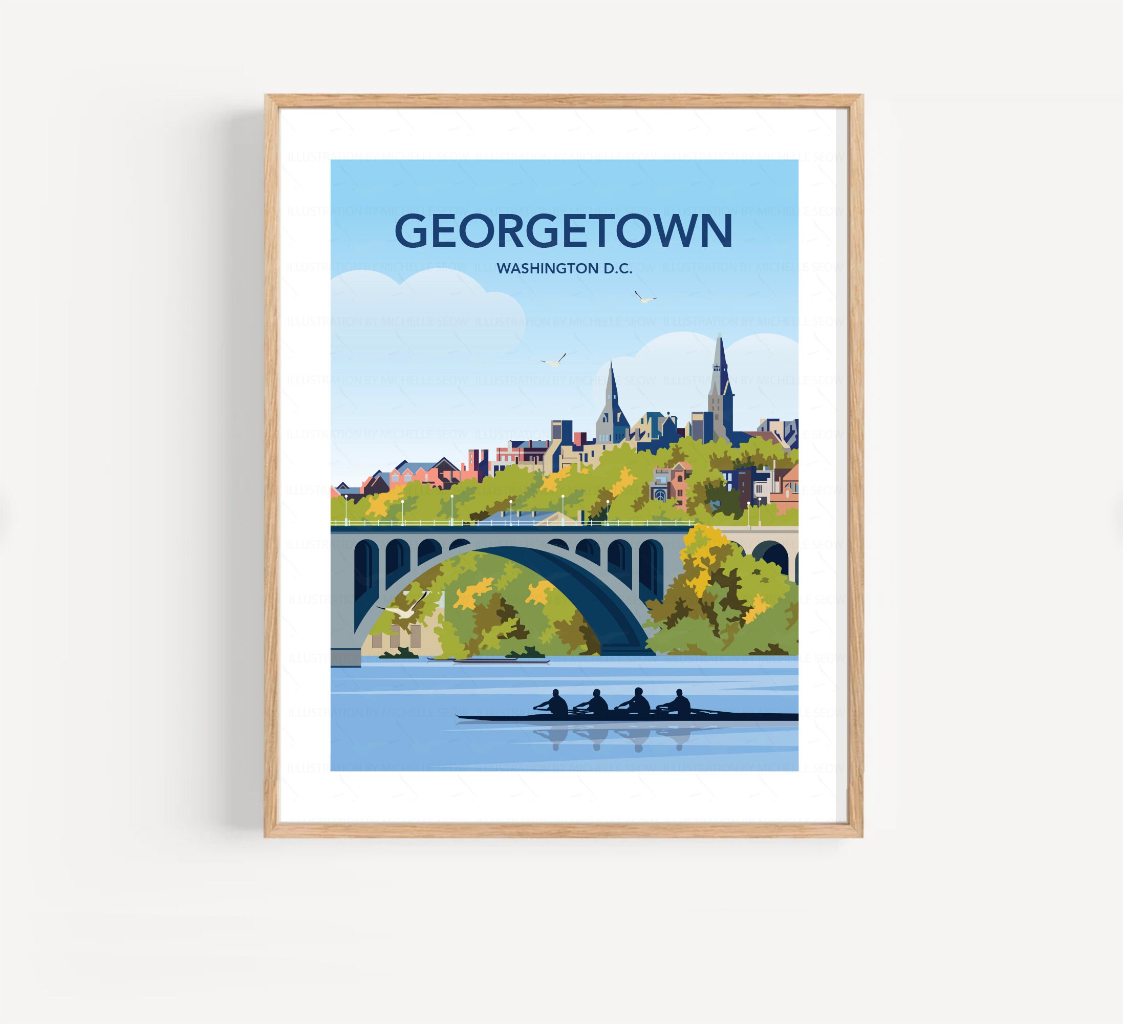 Travel Poster Georgetown, Washington D.C., District of Columbia, USA - Etsy