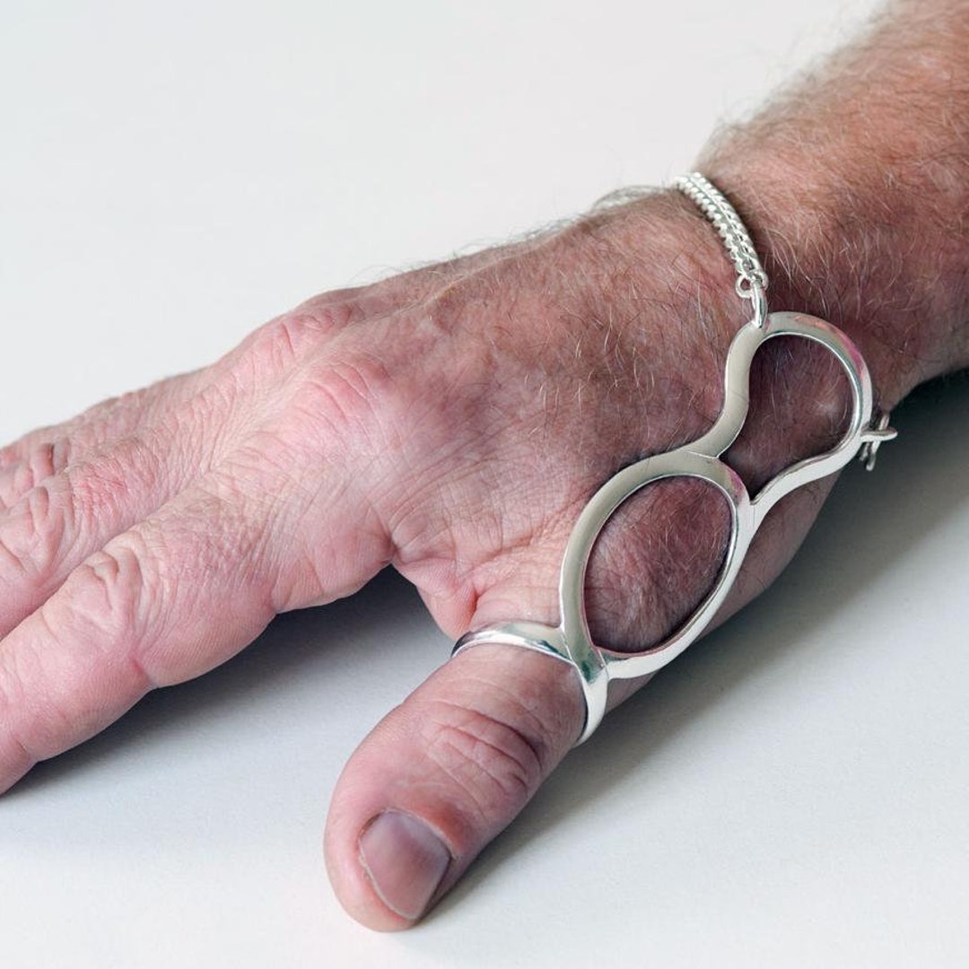 Sterling Silver Splint Ring Adjustable for PIP or DIP Joint Swan Neck ...