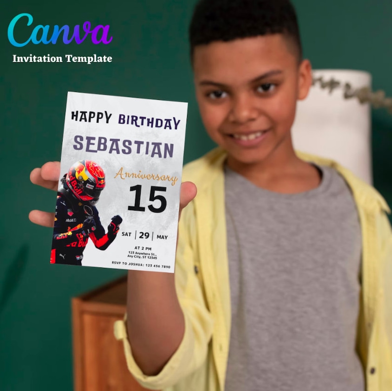 Editable Formula 1 Invite Race Birthday Invitation Red Bull - Etsy