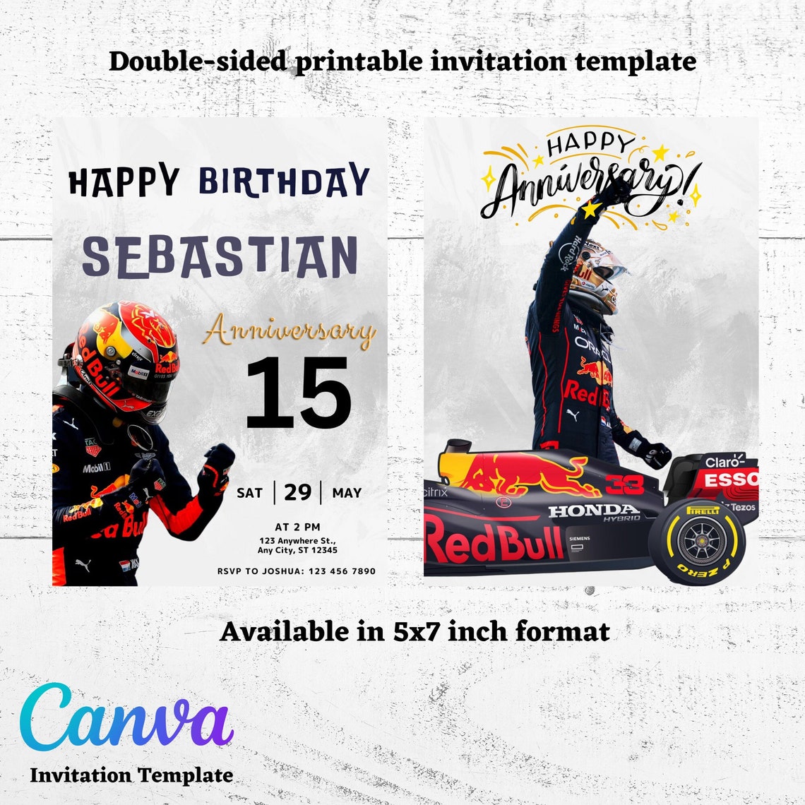 Editable Formula 1 Invite Race Birthday Invitation Red Bull - Etsy