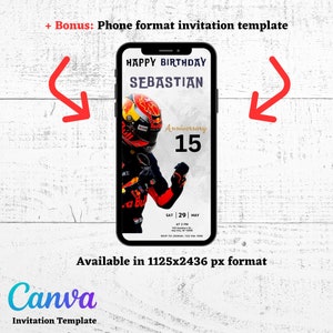 Editable Formula 1 Invite Race Birthday Invitation Red Bull - Etsy