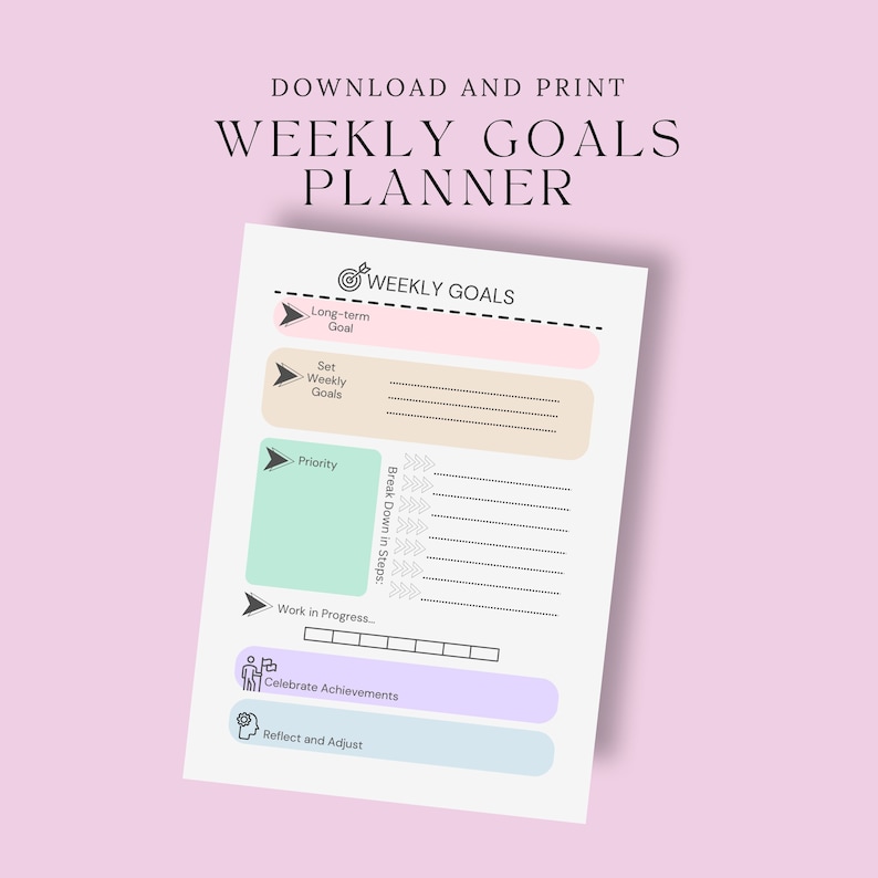 Printable Weekly Goal Achievement Planner | Weekly To-do List - Etsy