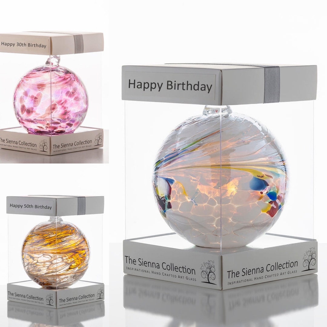 Sienna Glass Happy Birthday Balls / 30th/40th/50th/60th/70th/75th - Etsy