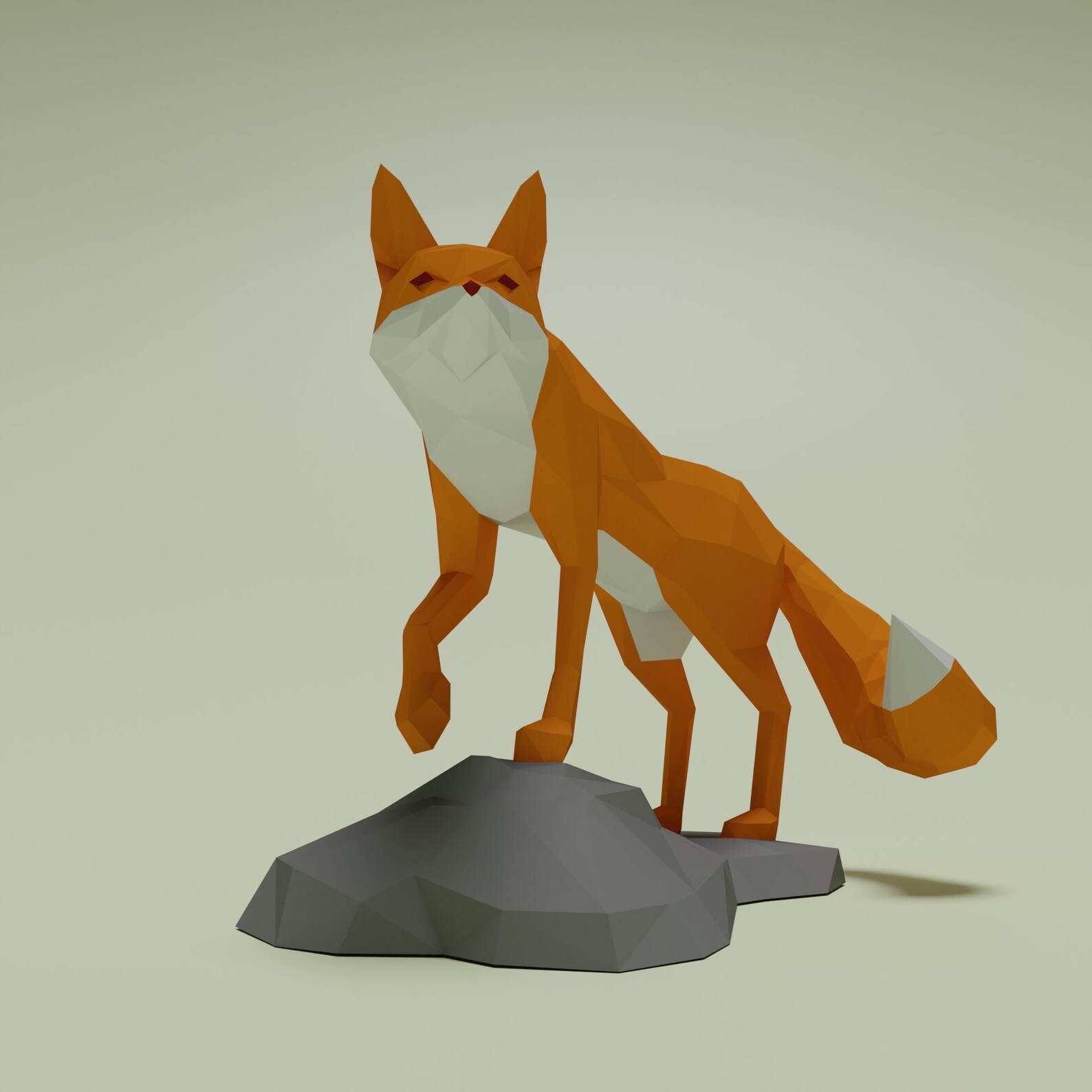 Fox on Stone Papercraft Template in SVG PDF & DXF Formats - Etsy