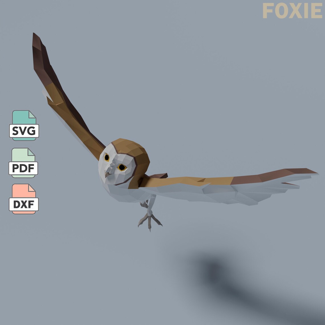 Flying Owl Papercraft Template, 3D Low Poly Model (SVG, DXF, PDF) - Etsy UK