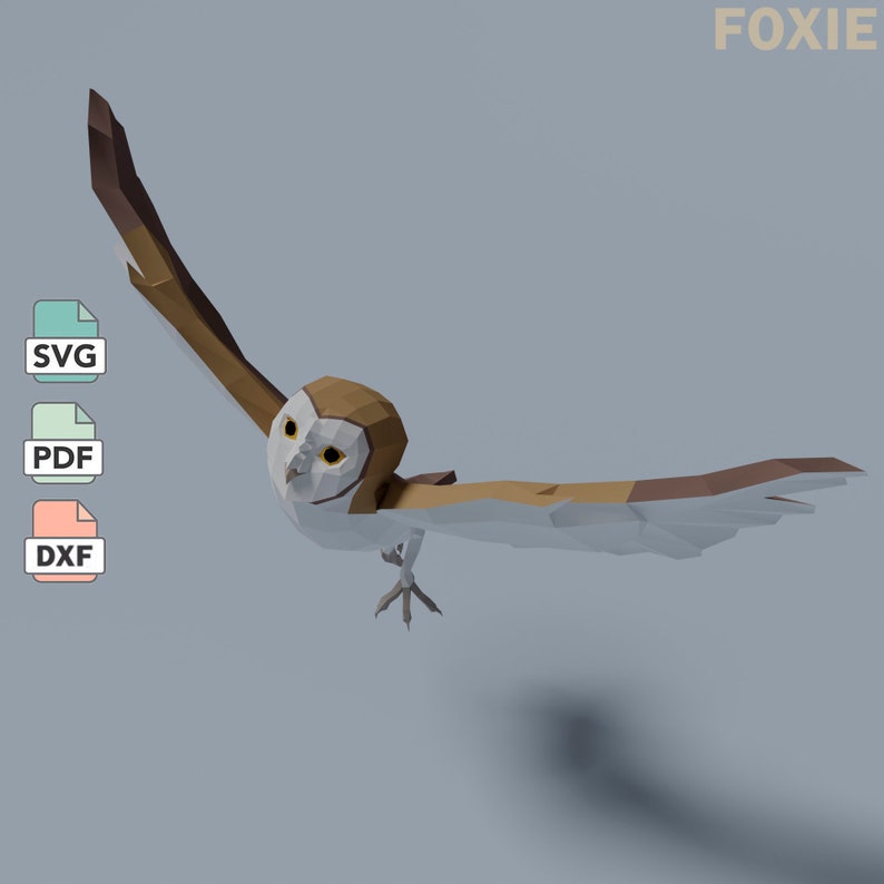 Flying Owl Papercraft Template in SVG DXF & PDF Formats. - Etsy Australia