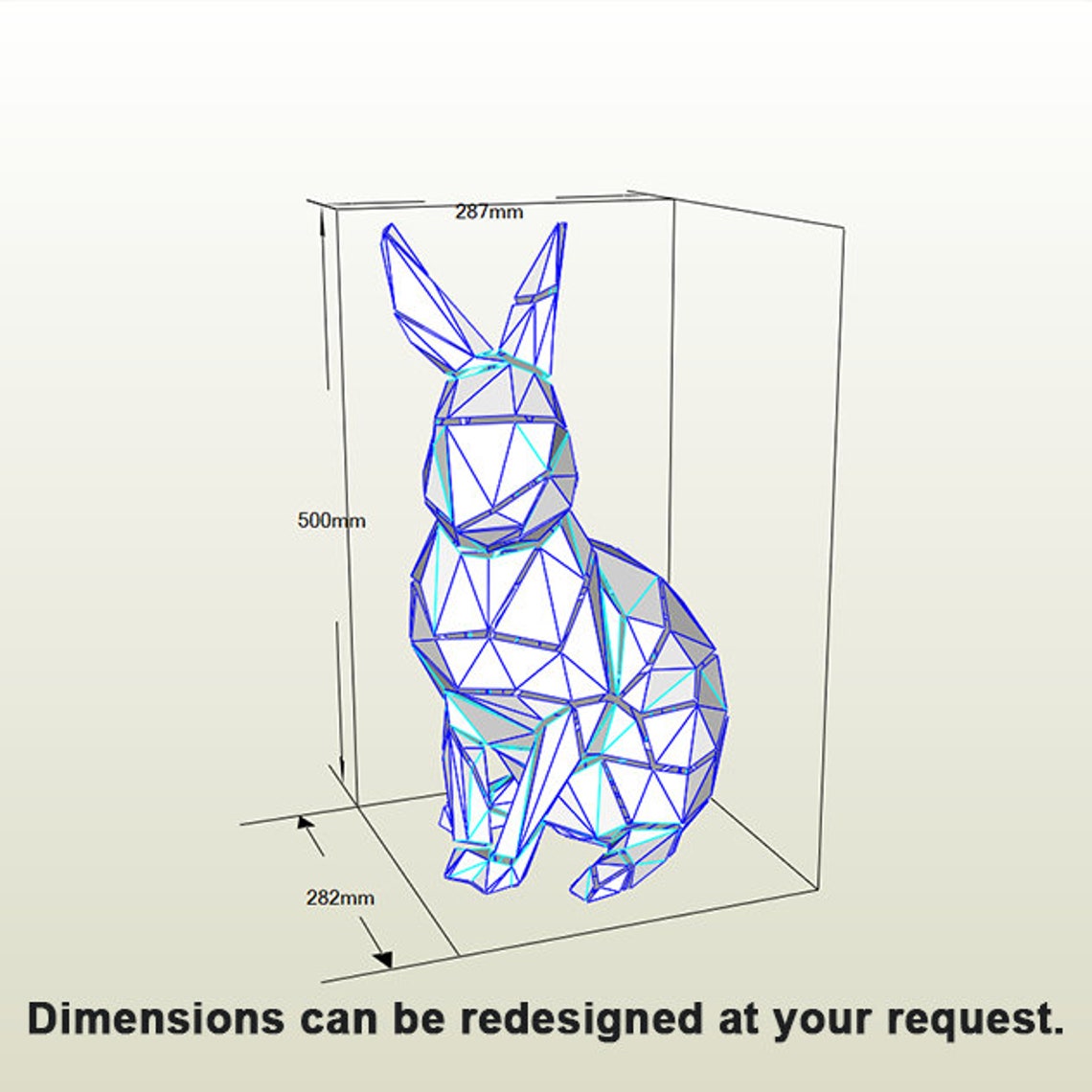 3D Rabbit Papercraft Template, Low Poly Hare Model (SVG, PDF, DXF) - Etsy