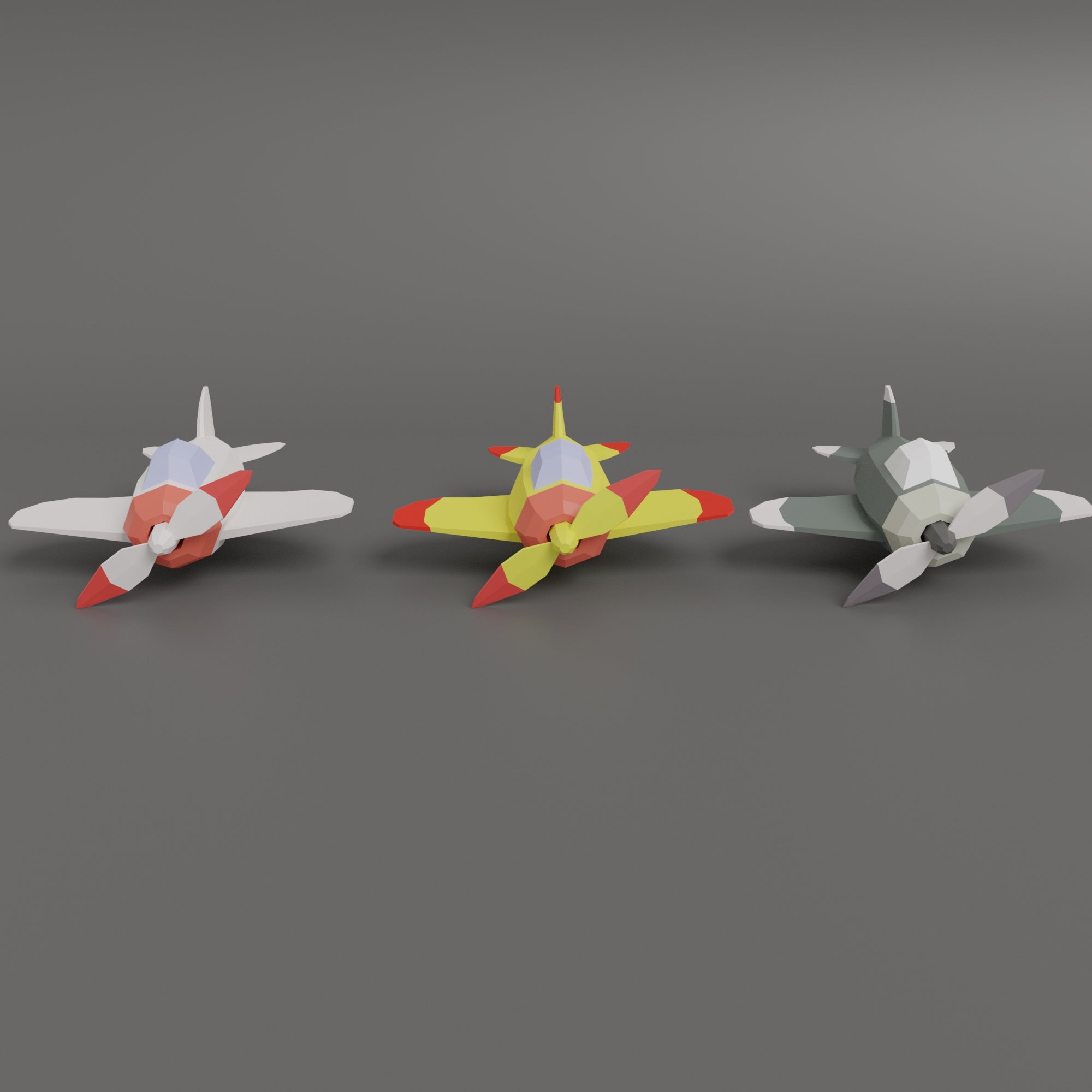 Papercraft Airplane With Propeller Template, 3d Low Poly Airplane Model ...