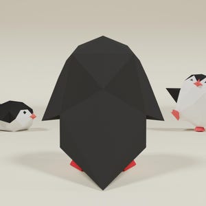 Standing Penguin Papercraft Template in SVG, DXF, PDF Formats, 3d Low ...