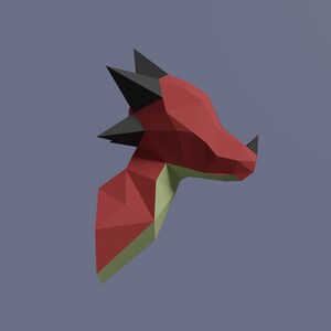 Dragon Head Papercraft Template in SVG, DXF & PDF Formats, 3d Low Poly ...