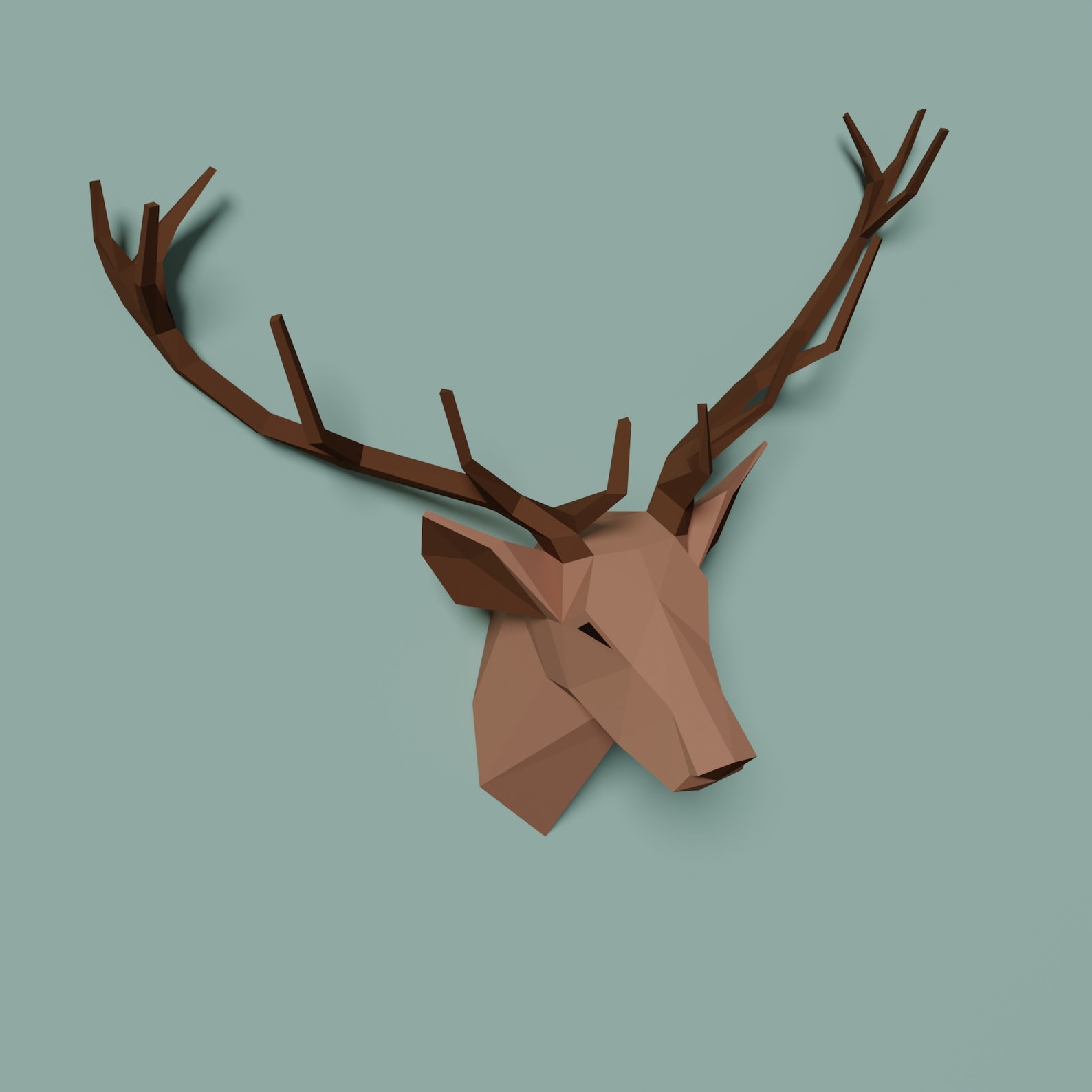 Deer Head Papercraft, Printable Paper Deer Template, 3d Papercraft Deer ...