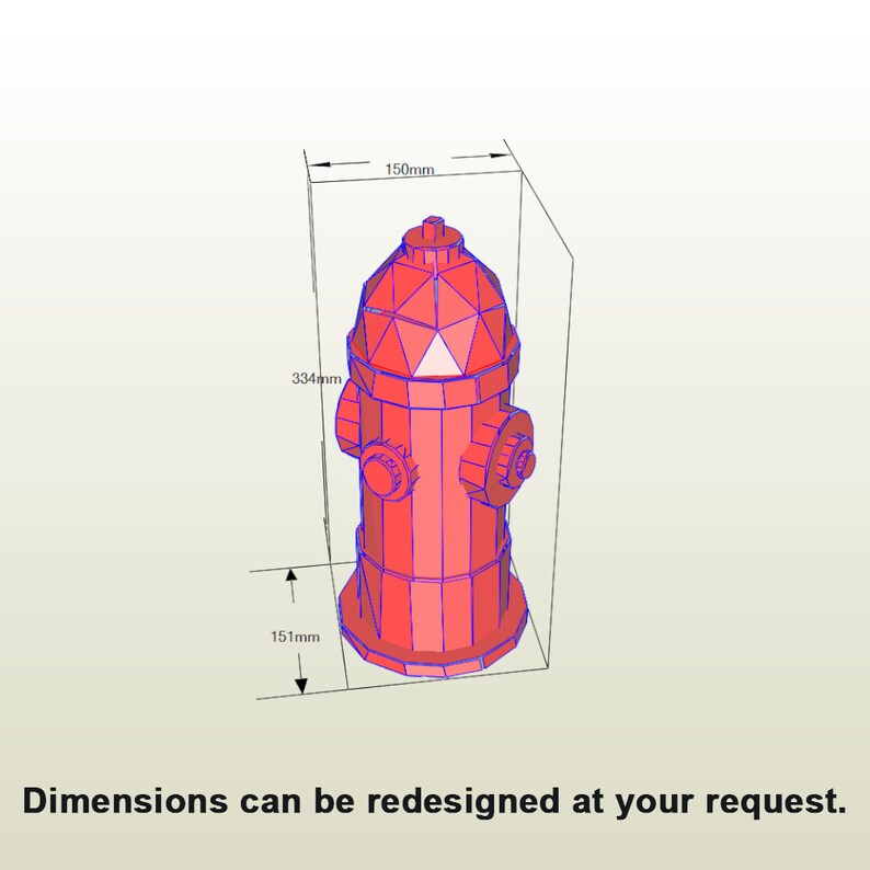 Fire Hydrant Papercraft Template in SVG DXF PDF Formats You - Etsy