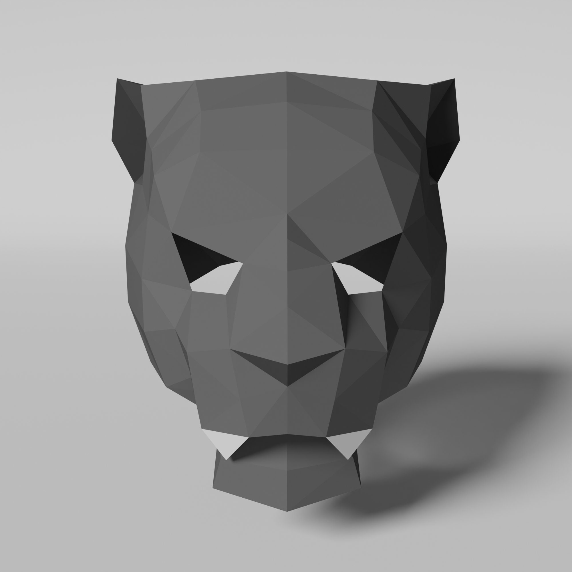 Black Panther/jaguar Mask Template in SVG, PDF, DXF Formats, Low Poly ...