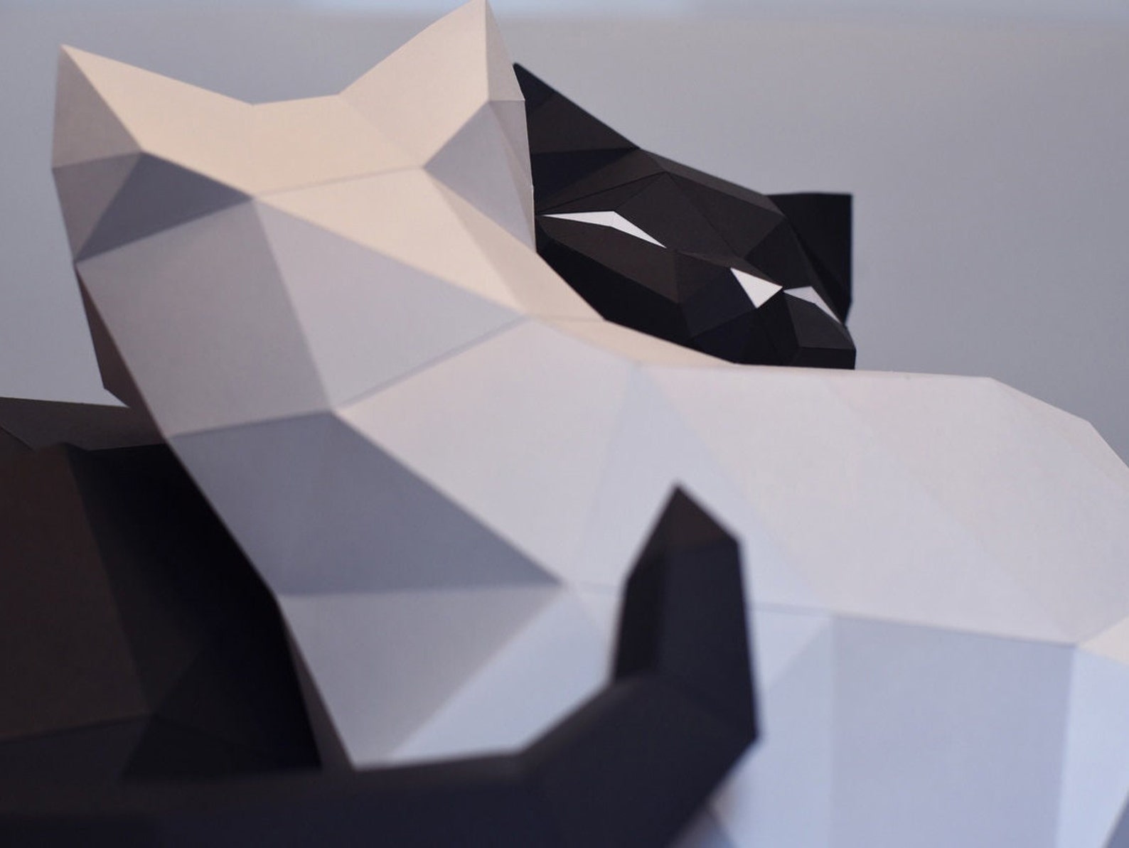 Yin & Yang Cats Papercraft in PDF/JPG/SVG Format Black and - Etsy UK