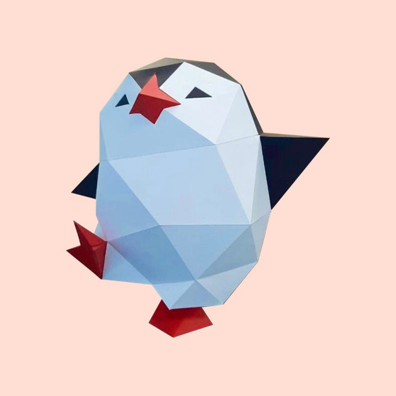 Dancing Penguin Papercraft, in SVG/JPG/PDF Format, 3d Low Poly Paper ...