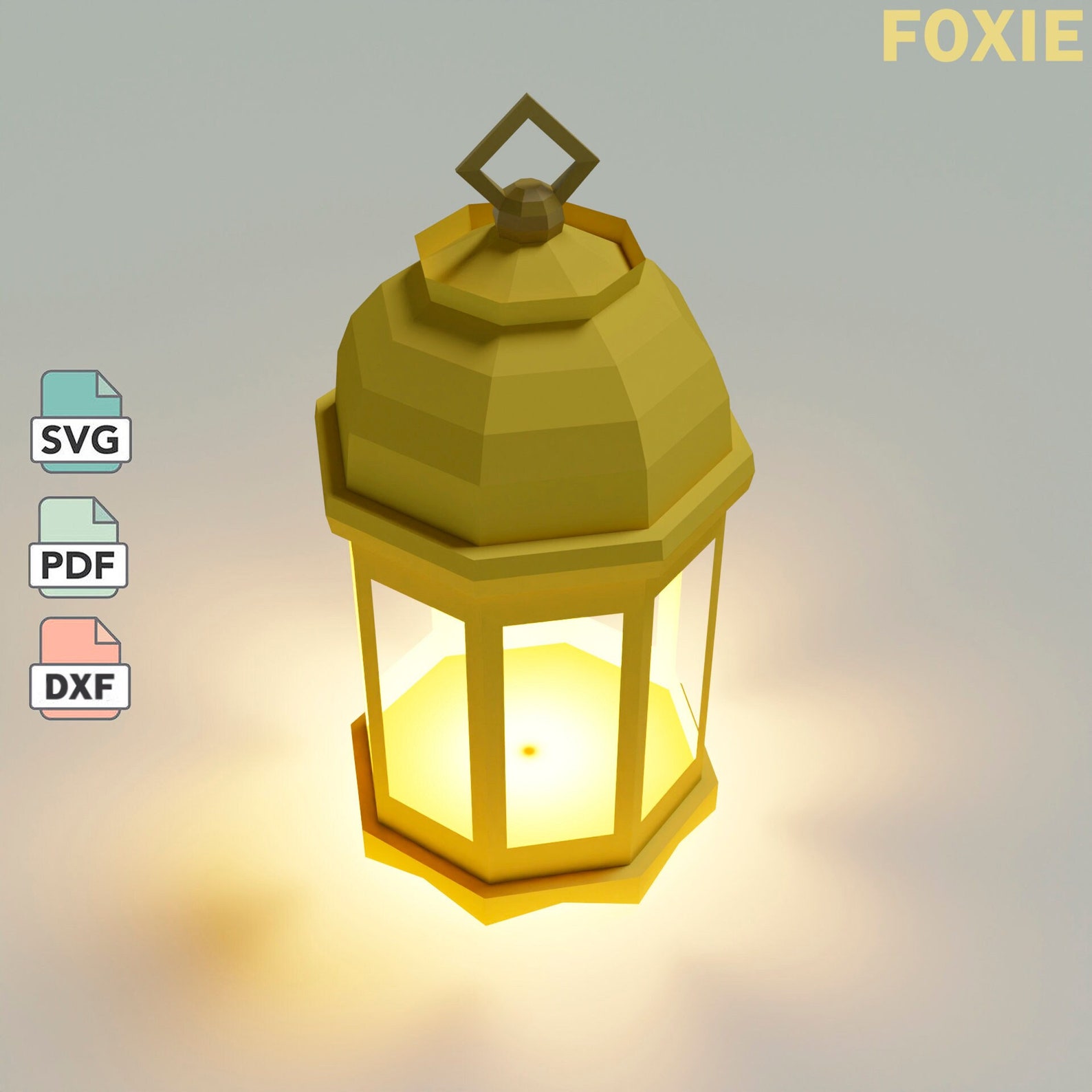 Ramadan Lamp Papercraft Template in SVG, PDF & DXF Formats ...