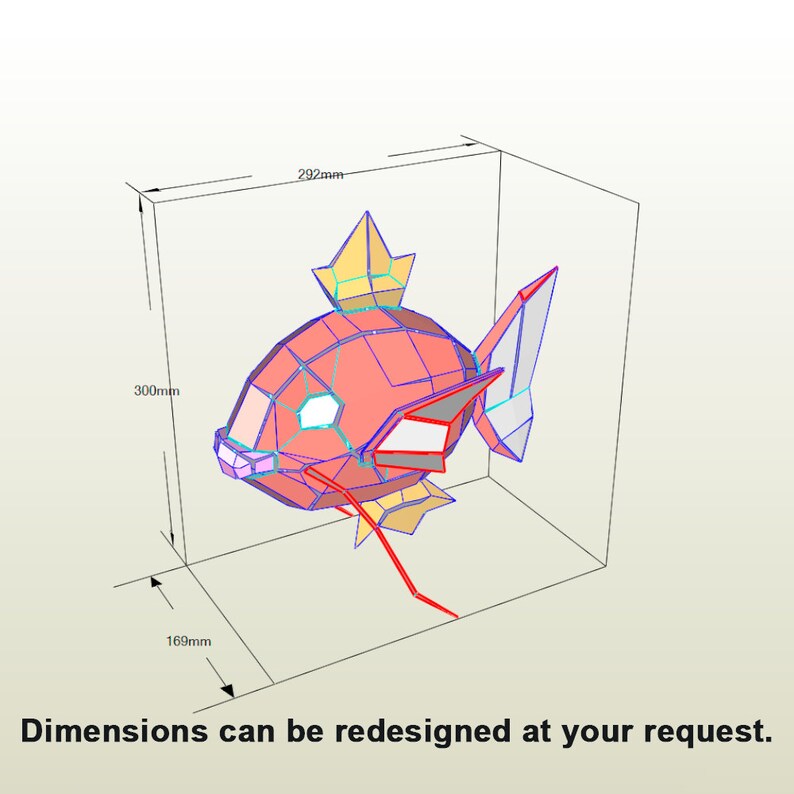 Golden fish papercraft template in SVG DXF PDF formats take - Etsy.de