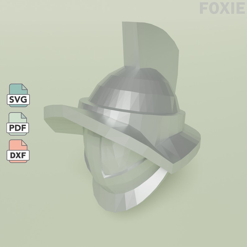 Gladiator Helmet Papercraft in SVG, DXF, PDF Formats, 3d Low Poly Paper ...