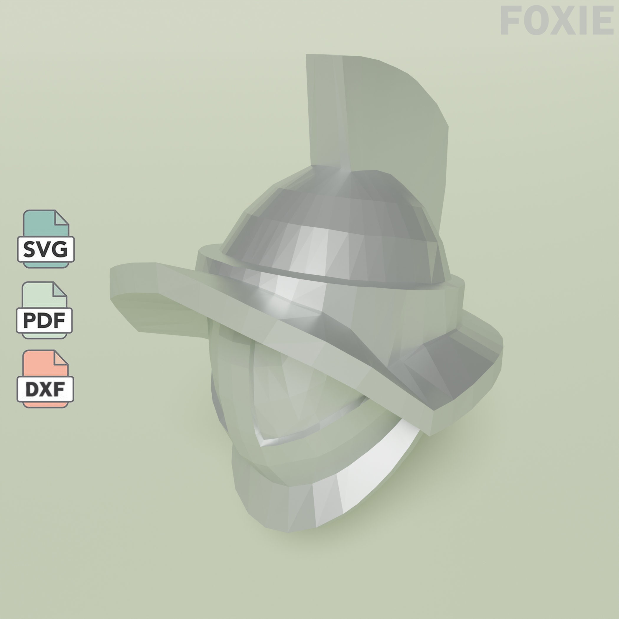 Gladiator Helmet Papercraft in SVG, DXF, PDF Formats, 3d Low Poly Paper ...
