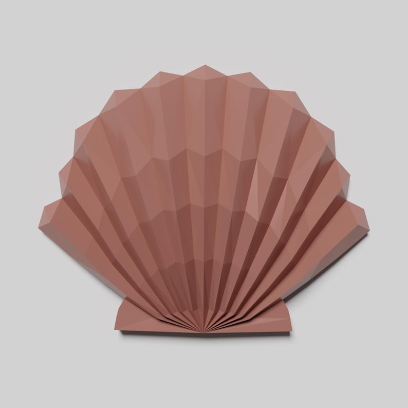 Seashell Papercraft Template in SVG, DXF & PDF Formats, Low Poly ...