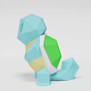 Squirtle Pokemon Papercraft Template in SVG, PDF, DXF Formats, Make and ...