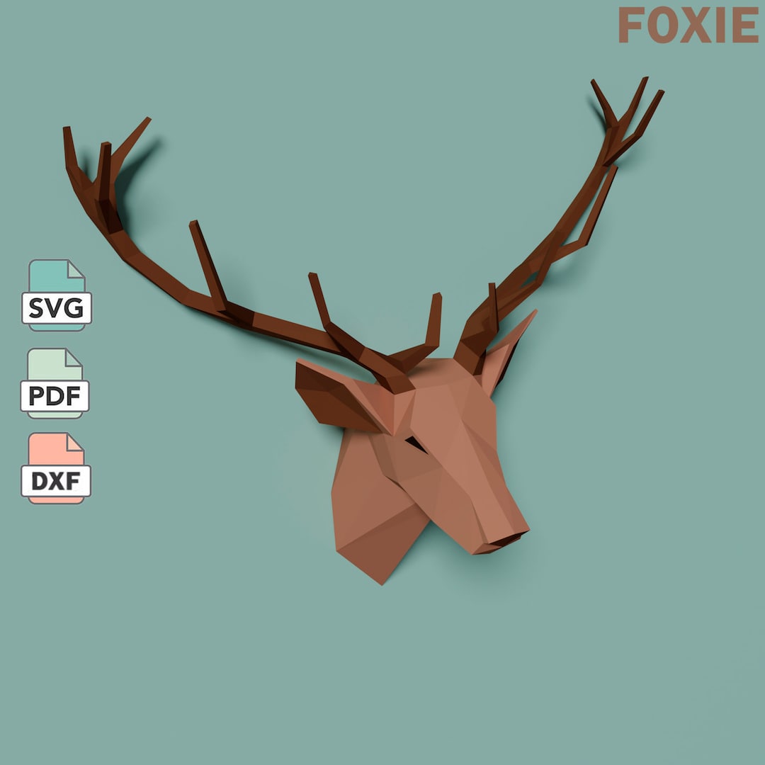 Deer Head Papercraft, Printable Paper Deer Template, 3d Papercraft Deer ...