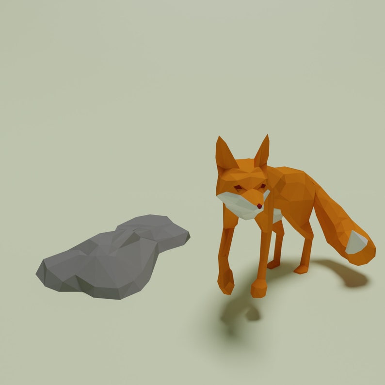 Fox on Stone Papercraft Template in SVG PDF & DXF Formats - Etsy