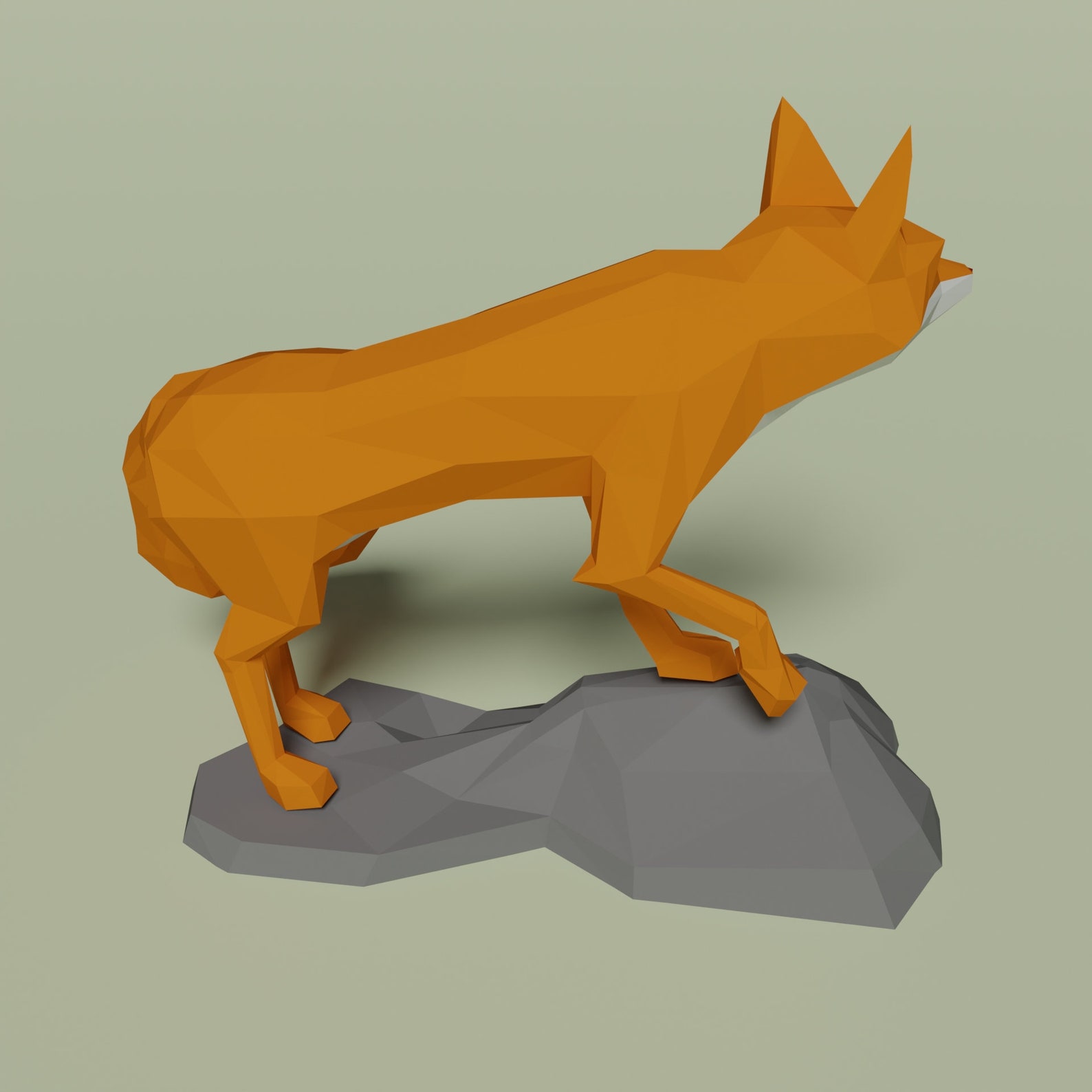 Fox on Stone Papercraft Template in SVG PDF & DXF Formats - Etsy