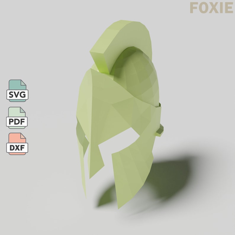 Gladiator Helmet Papercraft in SVG, DXF, PDF Formats, 3d Low Poly Paper ...