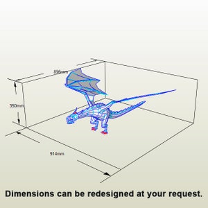 Dragon Papercraft Model Template in SVG, JPG, DXF Formats, 3d Low Poly ...