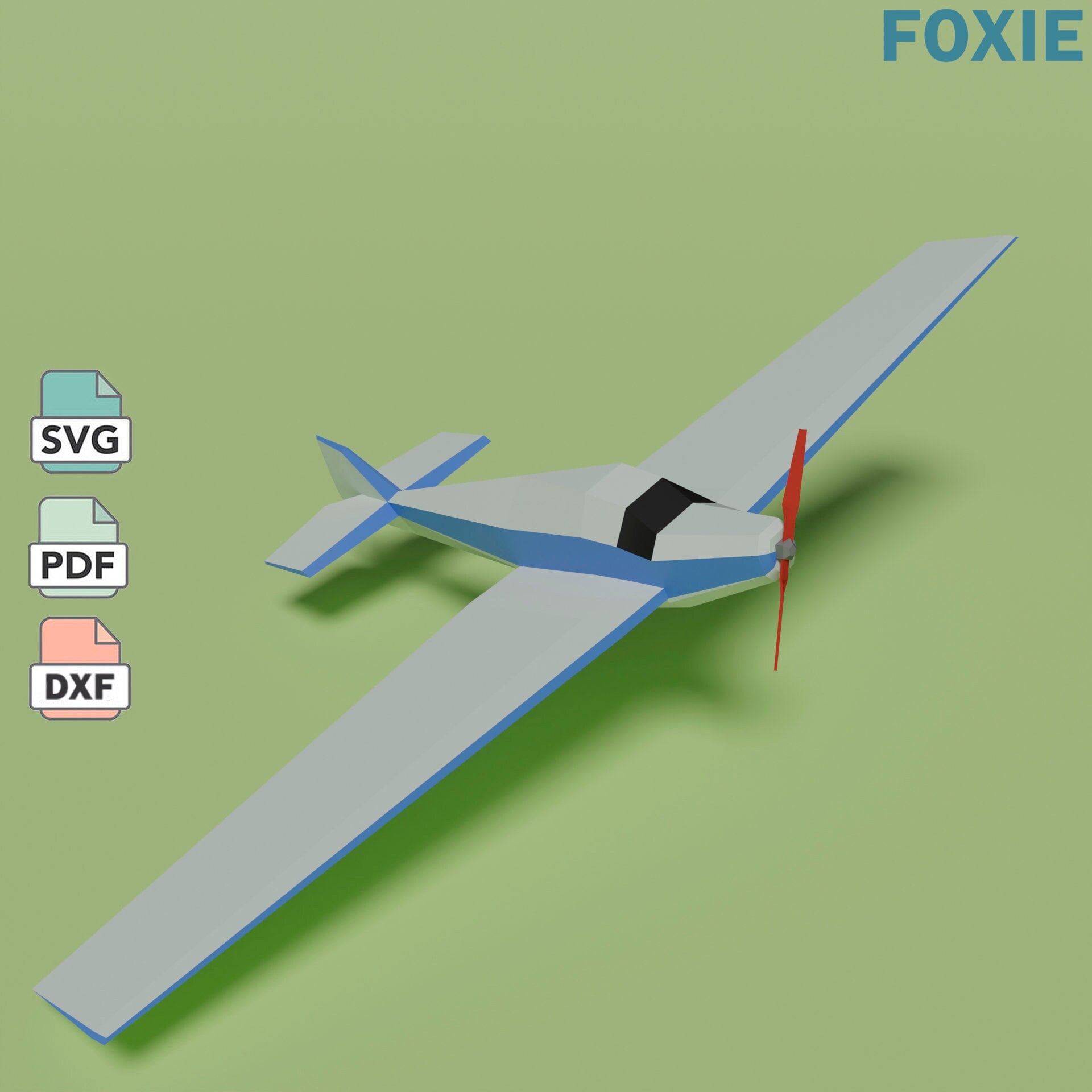 Airplane Papercraft Template in SVG, PDF & DXF Formats, Aircraft 3d ...