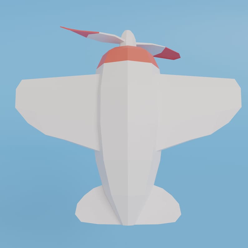 Papercraft Airplane With Propeller Template, 3d Low Poly Airplane Model ...