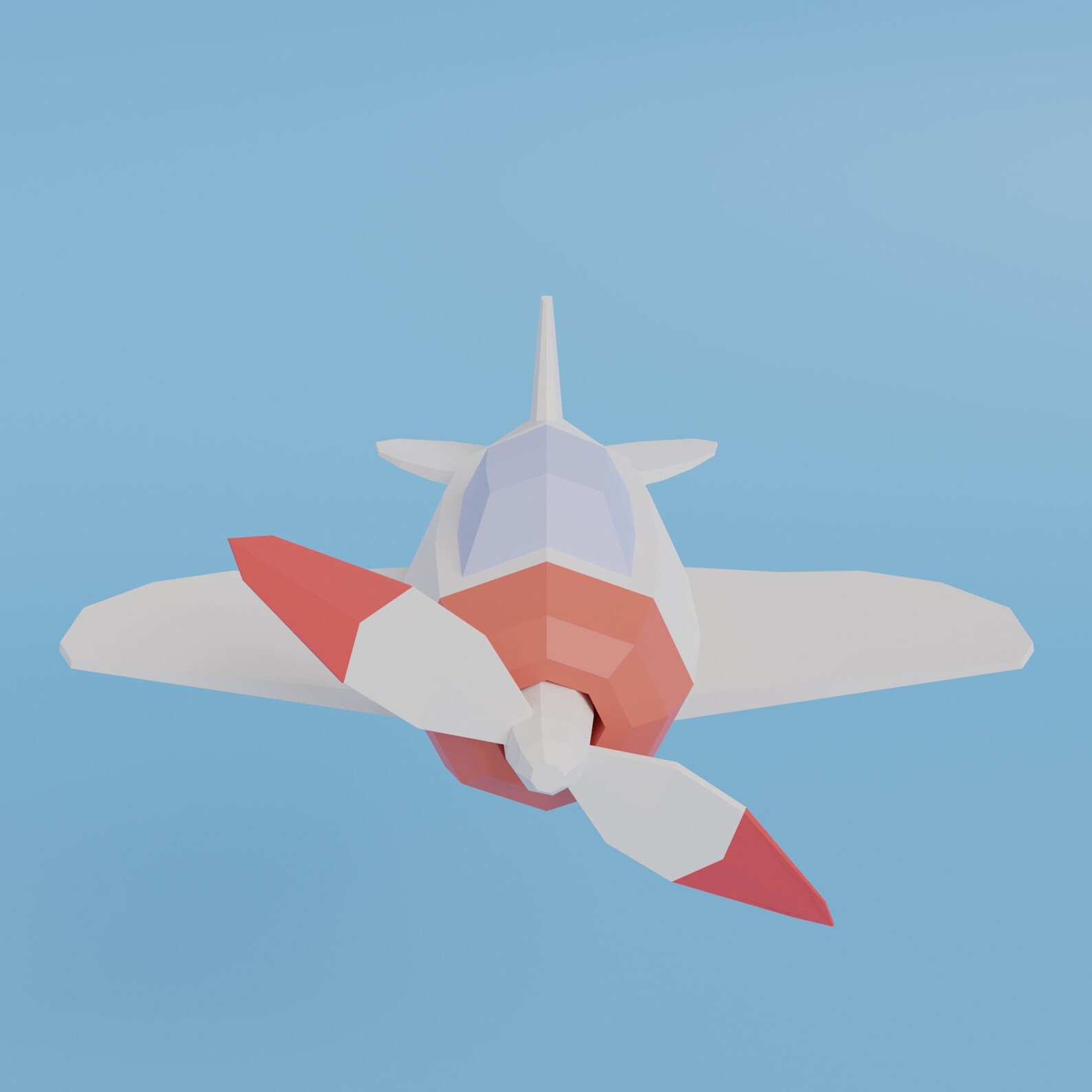 Papercraft Airplane With Propeller Template, 3d Low Poly Airplane Model ...