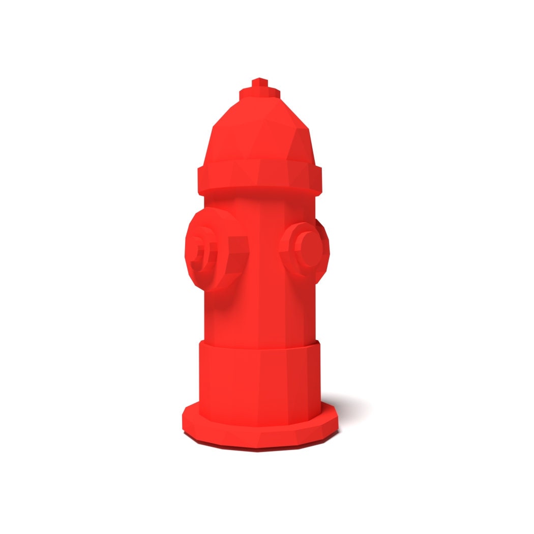Fire Hydrant Papercraft Template in SVG, DXF & PDF Formats, 3D Low Poly ...