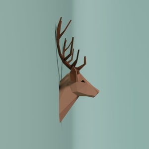 Deer Head Papercraft, Printable Paper Deer Template, 3d Papercraft Deer ...