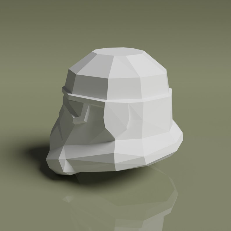 Papercraft Stormtrooper Helmet Template, 3D Polygonal Model (SVG, DXF ...