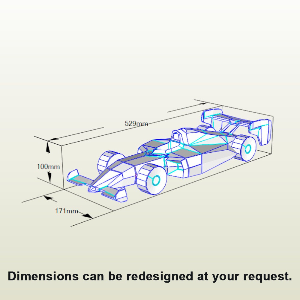 Formula 1 Race Car Papercraft Template in SVG, DXF & PDF Formats, Low ...