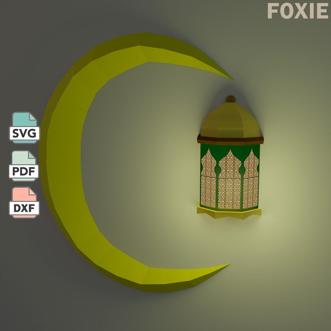 Ramadan Lantern Papercraft Template, Moon Wall Decoration, Kids Craft ...
