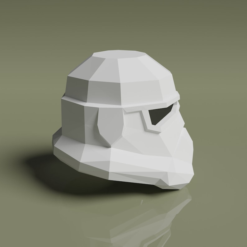 Papercraft Stormtrooper Helmet Template, 3D Polygonal Model (SVG, DXF ...