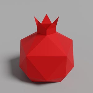 Red Pomegranate Papercraft Template in DXF, SVG, PDF Formats, Low Poly ...