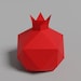 Red Pomegranate Papercraft Template in DXF, SVG, PDF Formats, Low Poly ...
