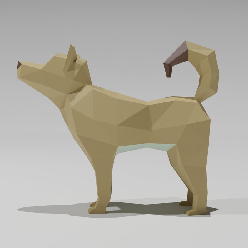 Dog Papercraft Template in SVG PDF & DXF Formats 3d Low Poly - Etsy