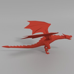Dragon Papercraft Model Template in SVG, JPG, DXF Formats, 3d Low Poly ...